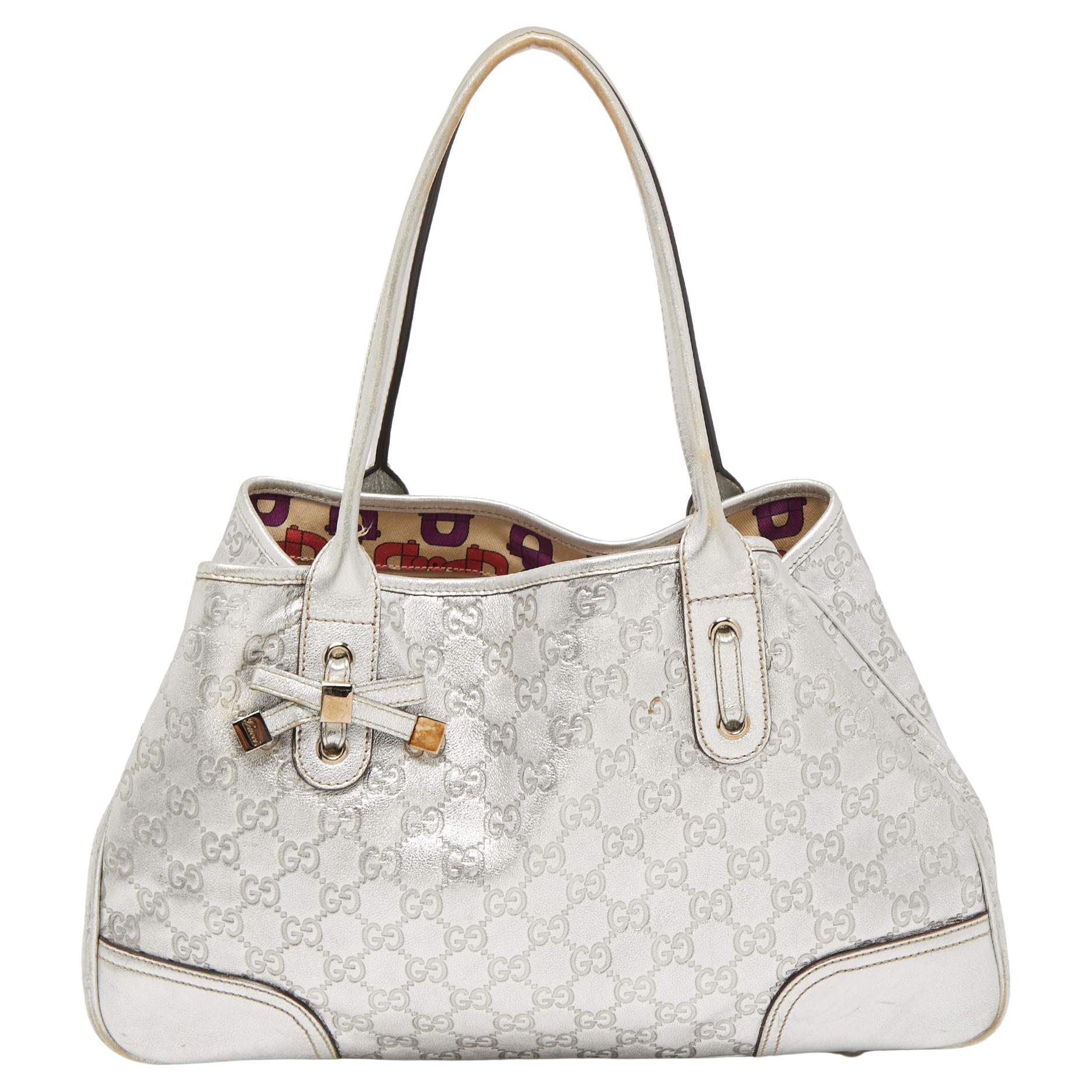 Gucci Silver Guccissima Leather Princy Tote For Sale at 1stDibs
