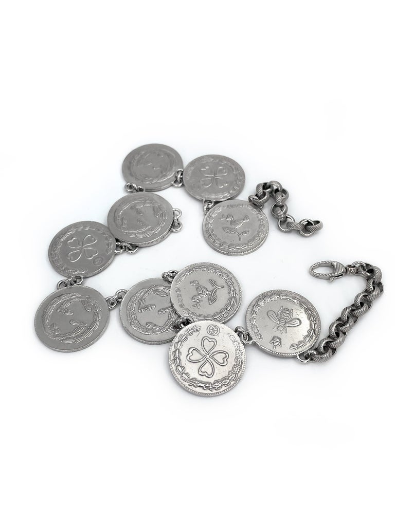 Gucci Silver Lucky Charm Coin Choker Necklace For Sale at 1stDibs