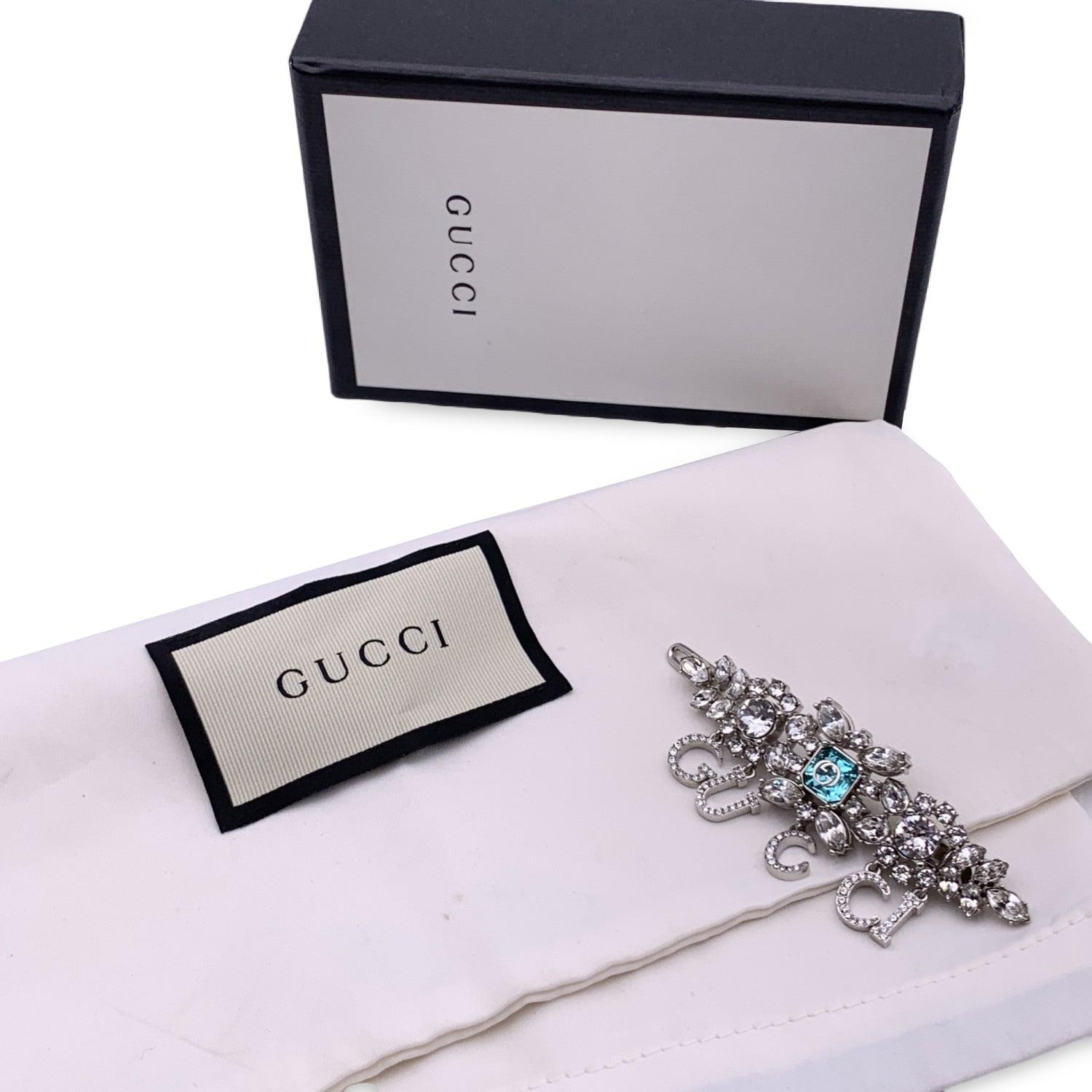Gucci Silver Metal Crystals Hair Clip with Dangling Letters For Sale at ...