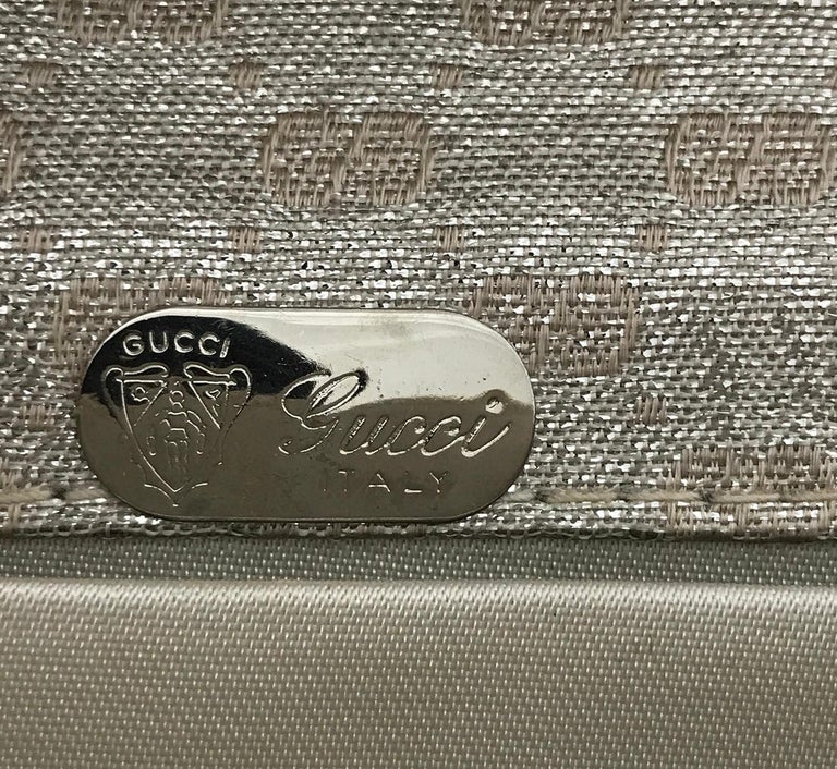 Gucci Silver Metallic Logo Evening Bag Shoulder Bag at 1stDibs | silver ...