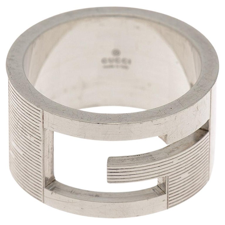 Gucci Silver Ring US 8.25/IT 18 with gold-tone hardware For Sale at 1stDibs