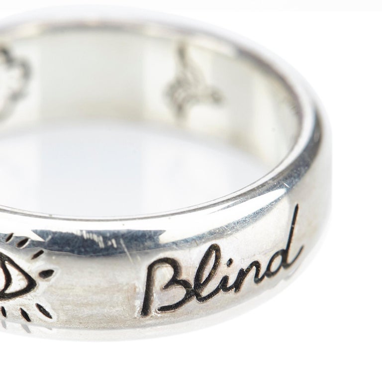 Gucci Silver Silver Metal Blind For Love Ring Italy w/ Dust BagBox at ...