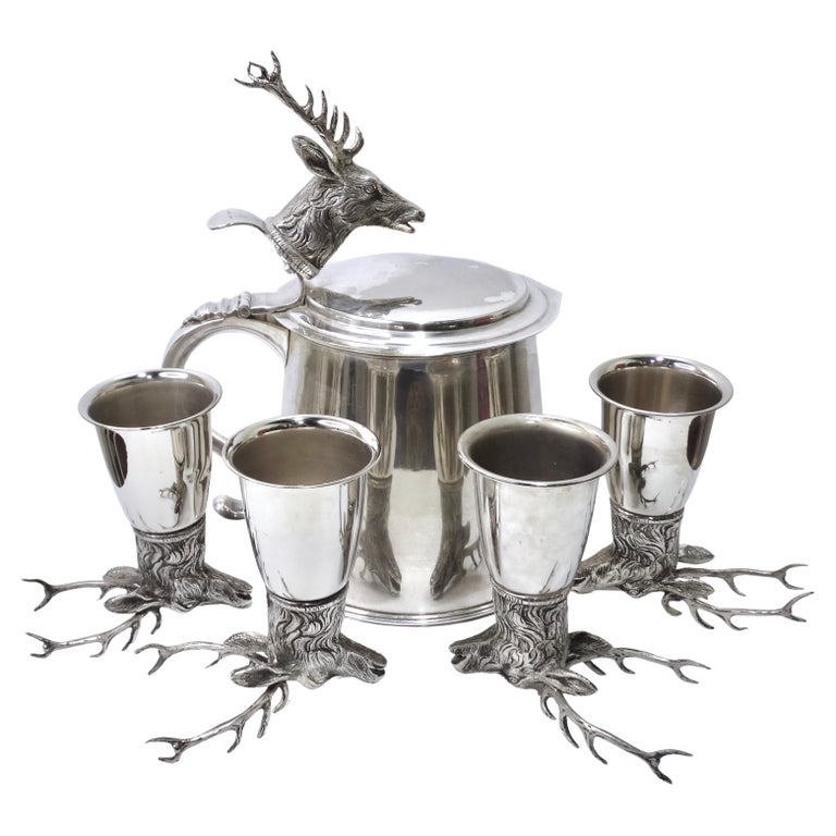 Gucci Silver Stag Stirrup Set of 8 Cups and Bucket For Sale at 1stDibs