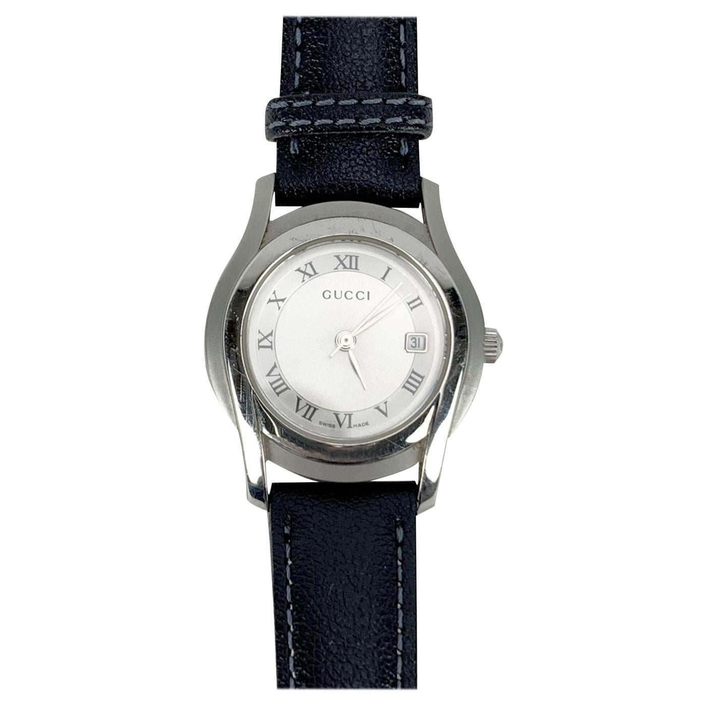 Gucci Silver Stainless Steel Mod 5500 L Wrist Watch White Dial For Sale ...