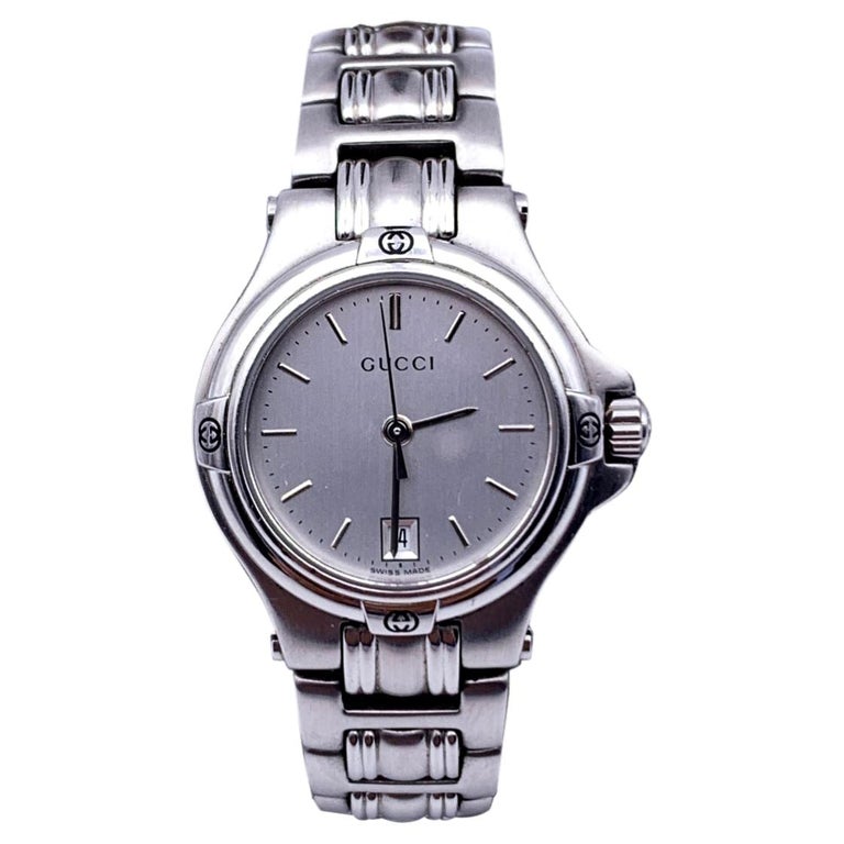 Gucci Silver Stainless Steel Mod 9040 L Wrist Watch Silver Dial For ...