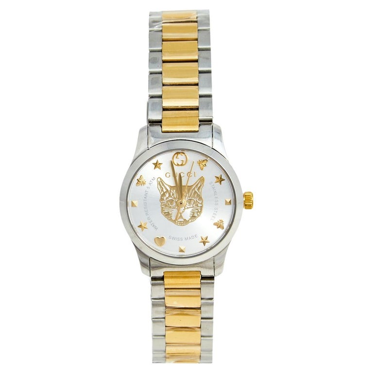 Gucci Silver Two Tone Stainless G-Timeless YA126596 Women's Wristwatch ...