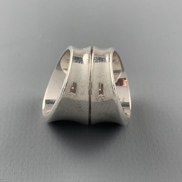 GUCCI Size 10 Sterling Silver Bamboo Embossed Ring at 1stDibs