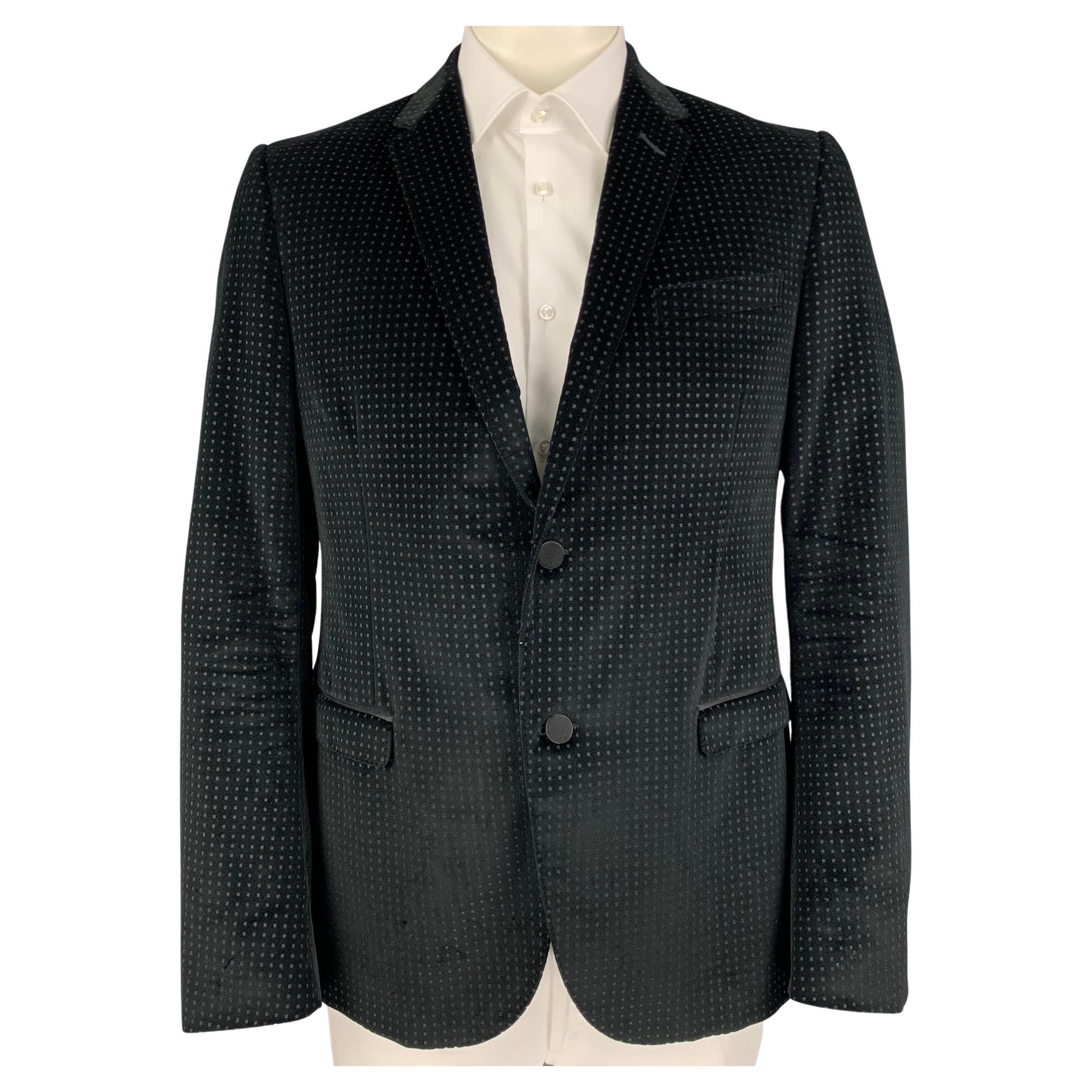 GUCCI Size 44 Black Dots Cotton Notch Lapel Sport Coat For Sale at 1stDibs