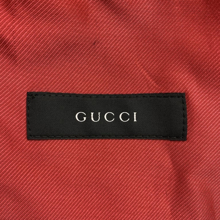 GUCCI Size 44 Black and White Checkered Plaid Wool Blend Suede Collar ...