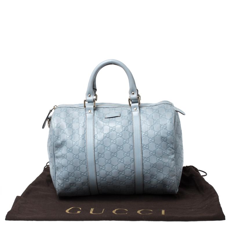 Gucci Sky Blue Guccissima Leather Medium Joy Boston Bag For Sale at 1stDibs