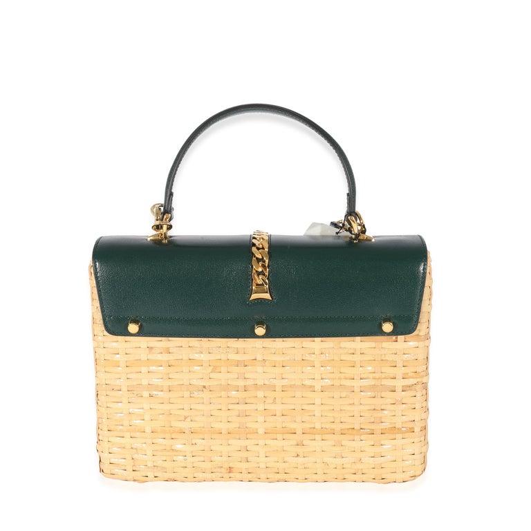 Gucci Small Sylvie Wicker Top Handle Bag For Sale at 1stDibs