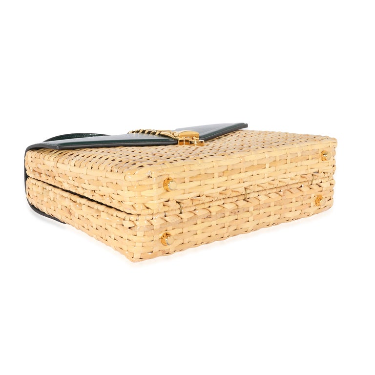 Gucci Small Sylvie Wicker Top Handle Bag For Sale at 1stDibs