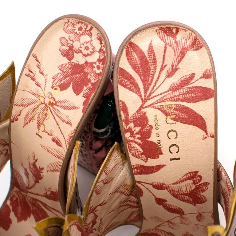 Gucci Snake Heel Crossover Leaf Mules 36.5 at 1stDibs | gucci snake heels
