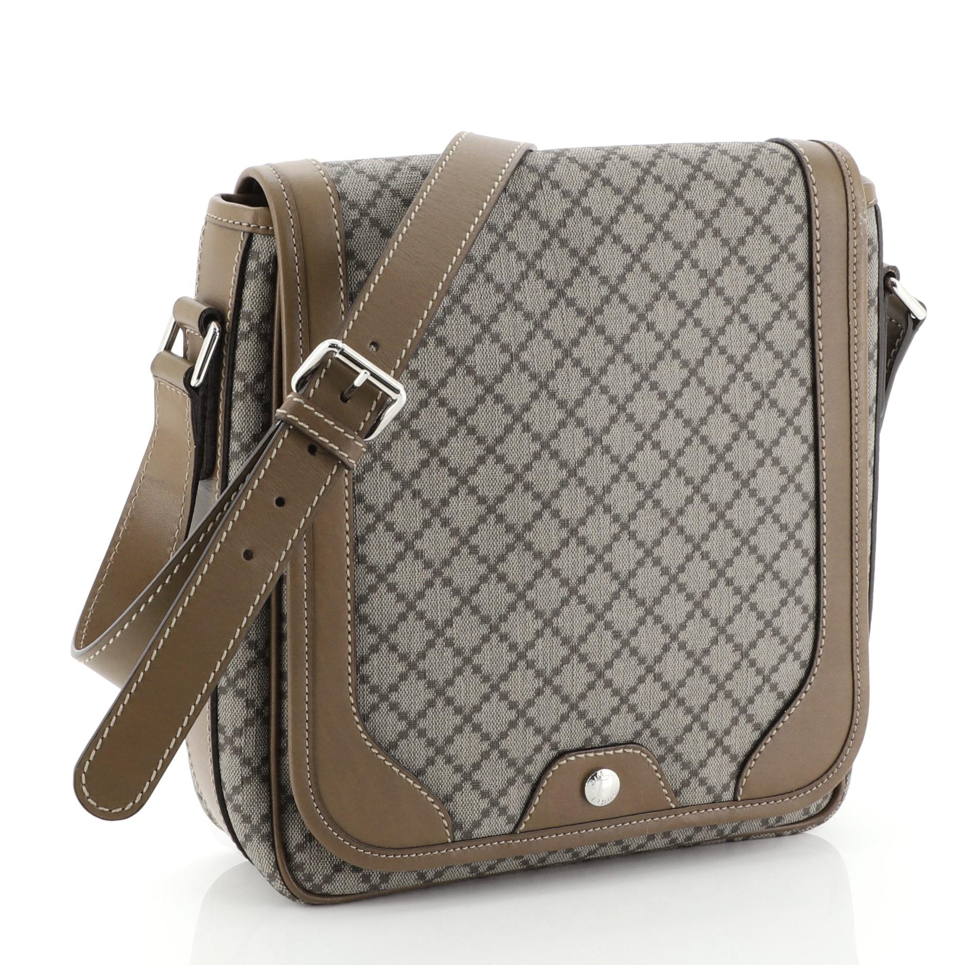 Gucci Snap Flap Messenger Bag Diamante Coated Canvas Medium at 1stDibs