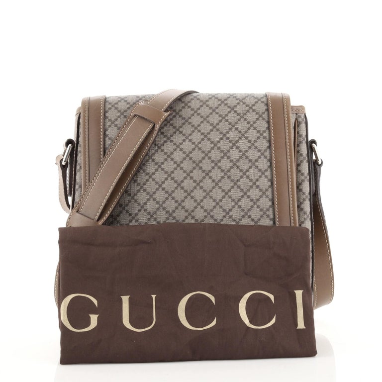 Gucci Snap Flap Messenger Bag Diamante Coated Canvas Medium at 1stDibs