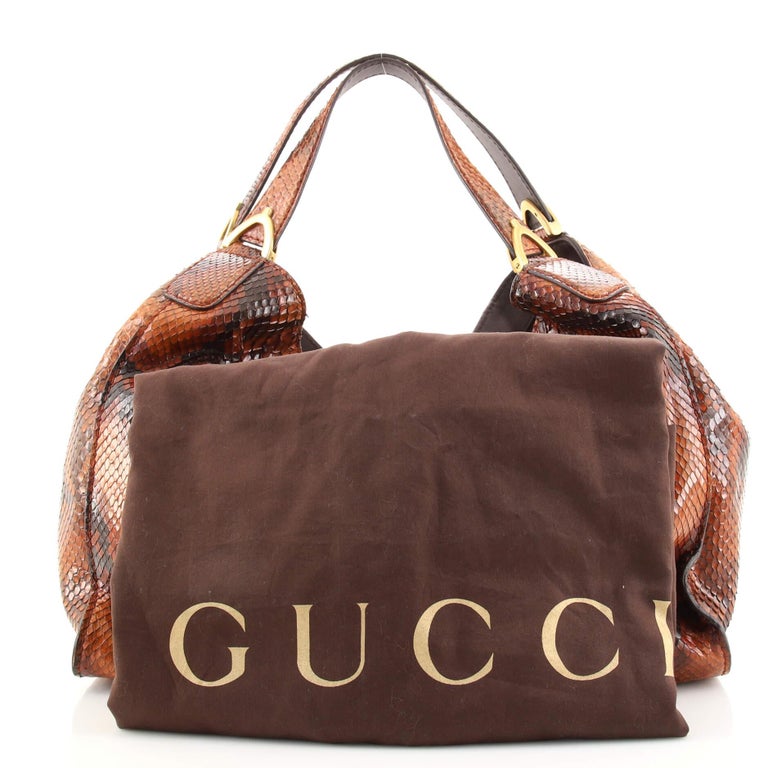Gucci Soft Stirrup Tote Python Medium For Sale at 1stDibs