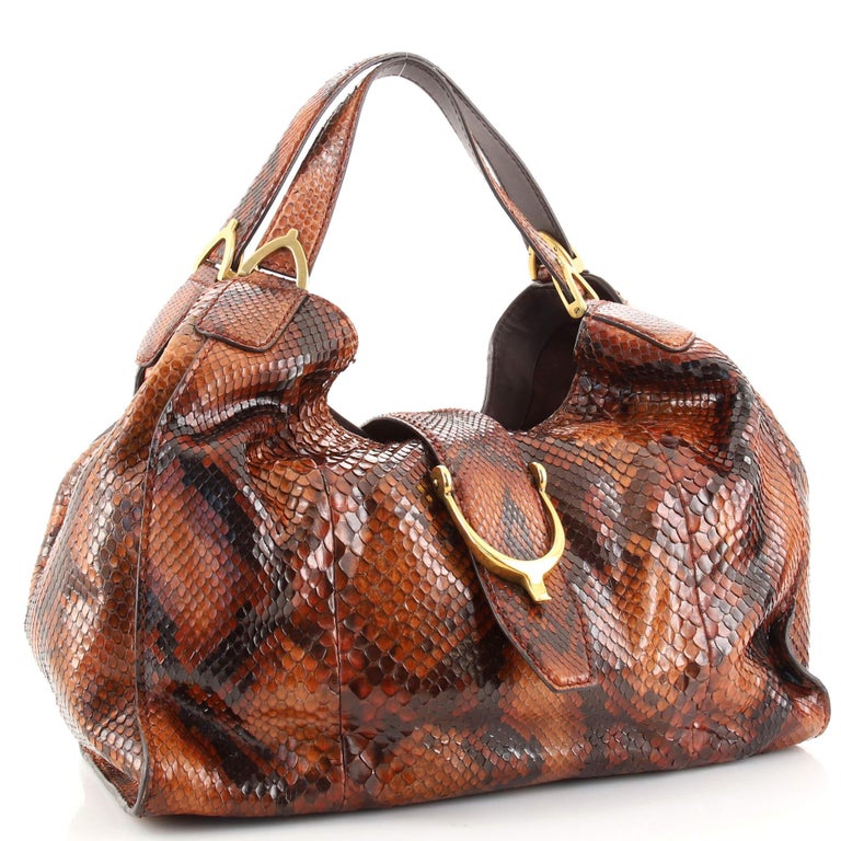 Gucci Soft Stirrup Tote Python Medium For Sale at 1stDibs