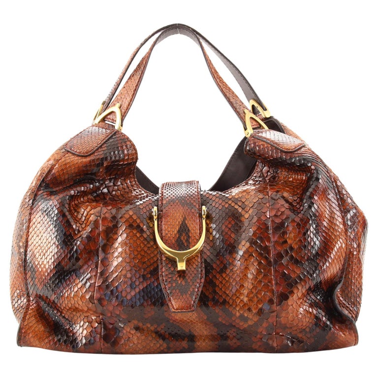 Gucci Soft Stirrup Tote Python Medium For Sale at 1stDibs