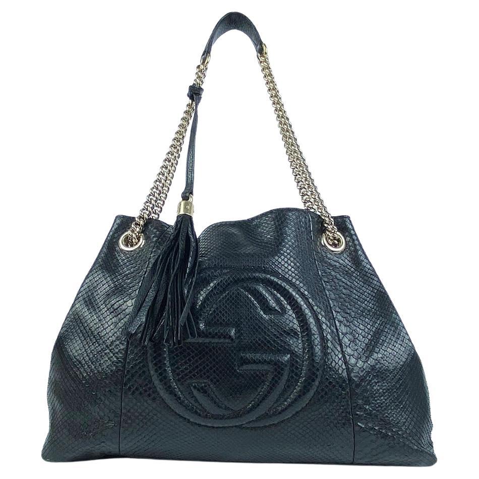 Gucci Soho Chain Black Python Tote Bag For Sale at 1stDibs