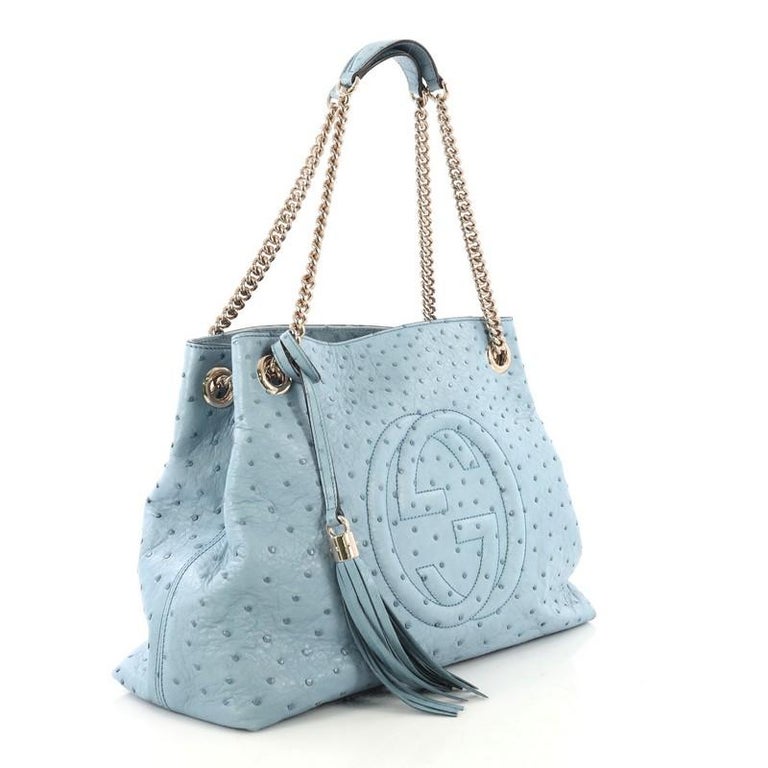 Gucci Soho Chain Strap Shoulder Bag Ostrich Medium at 1stDibs