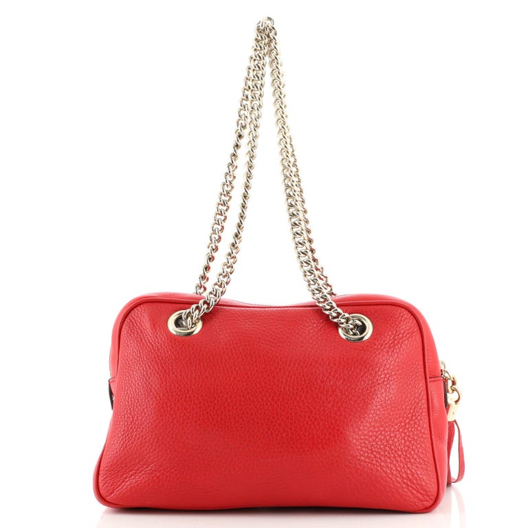 Gucci Soho Chain Zip Shoulder Bag Leather Small For Sale at 1stDibs
