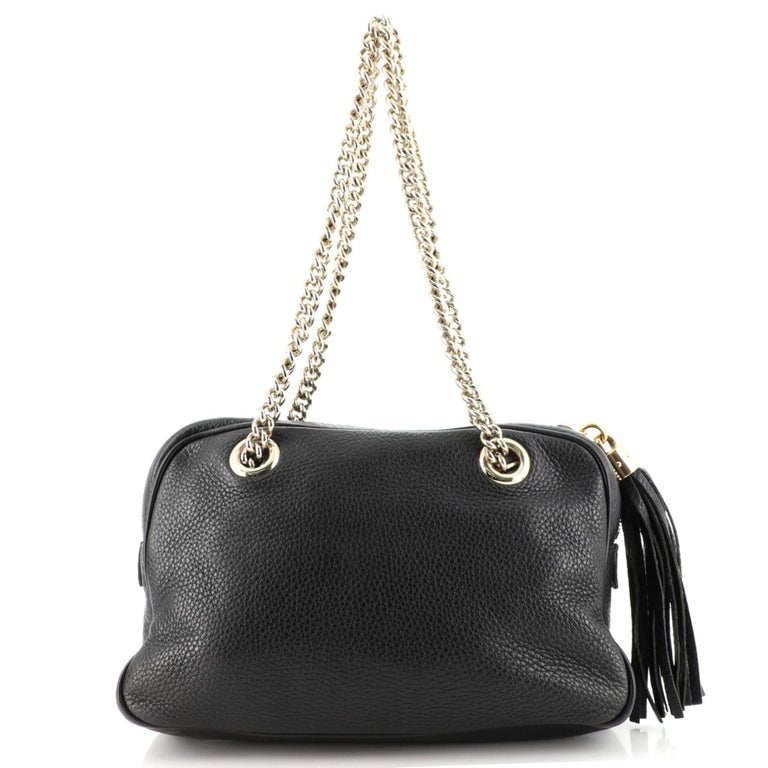 Gucci Soho Chain Zip Shoulder Bag Leather Small For Sale at 1stDibs