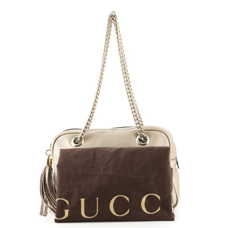 Gucci Soho Chain Zip Shoulder Bag Leather Small For Sale at 1stDibs