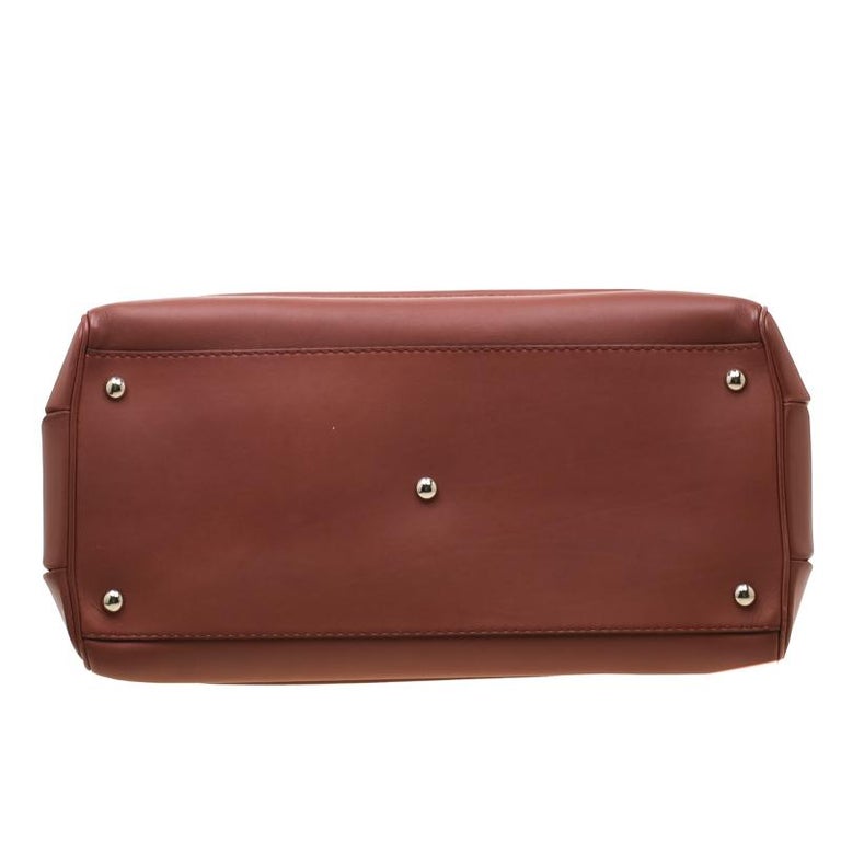 Gucci Solid Peach Leather Bold Bamboo Top Handle Bag at 1stDibs