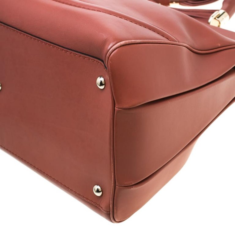 Gucci Solid Peach Leather Bold Bamboo Top Handle Bag at 1stDibs