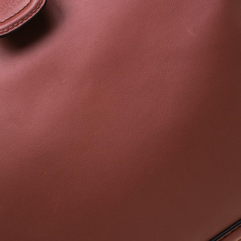 Gucci Solid Peach Leather Bold Bamboo Top Handle Bag at 1stDibs