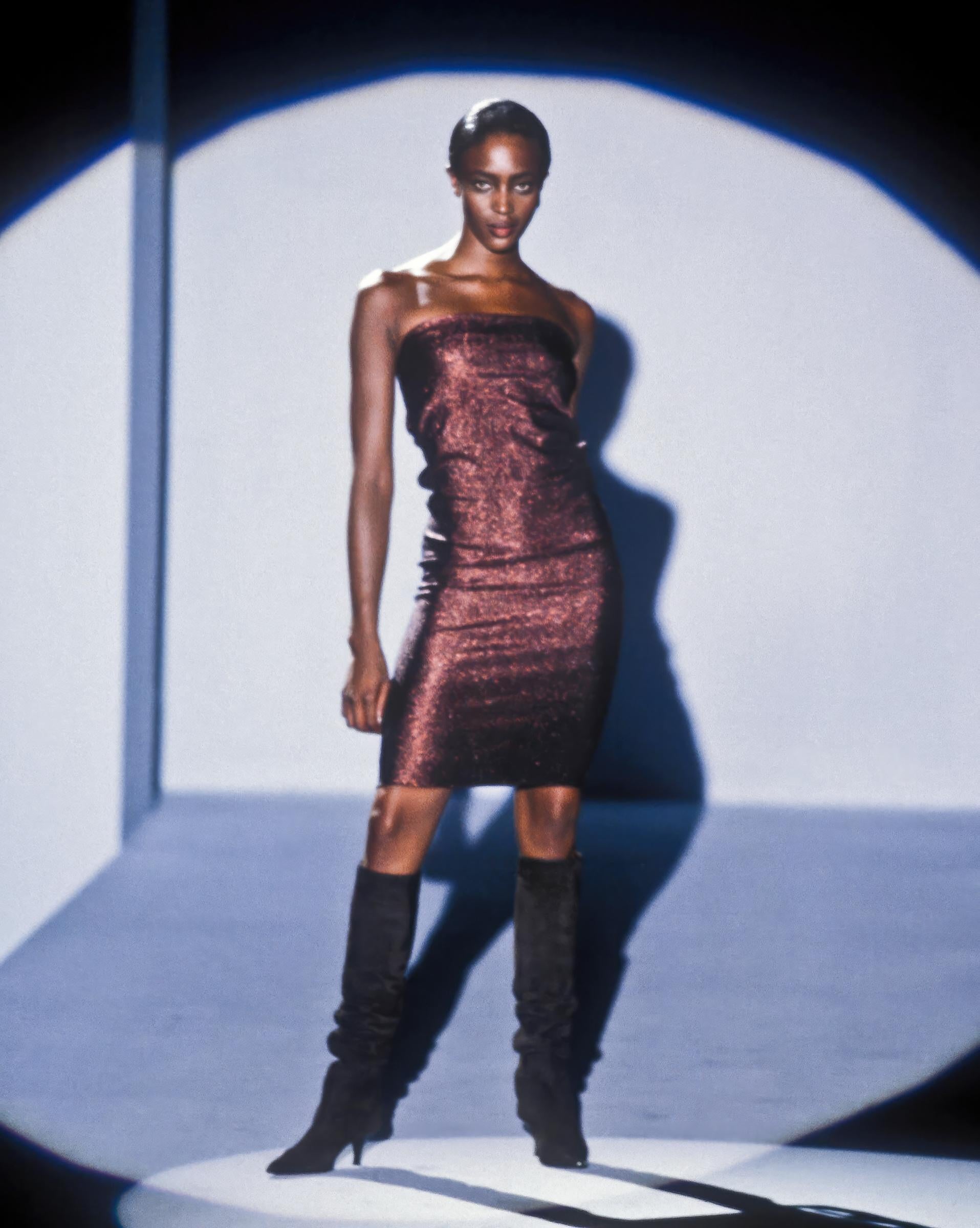 Gucci Spring 1997 Runway Metallic Lurex Tube Dress For Sale at 1stDibs