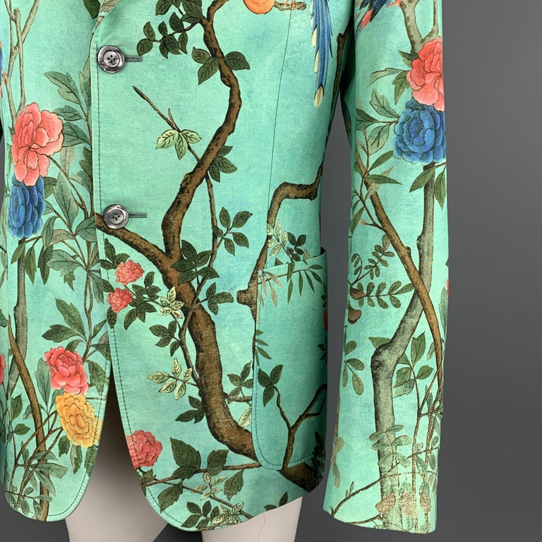 GUCCI SS 2016 Size US 42 Green Heritage Cotton Notch Lapel Blazer Sport ...