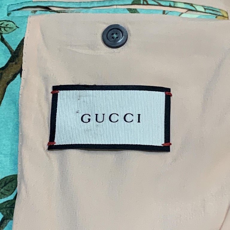 GUCCI SS 2016 Size US 42 Green Heritage Cotton Notch Lapel Blazer Sport ...