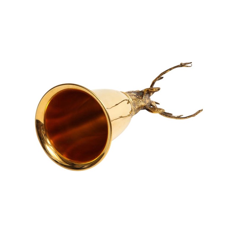 Gucci Stag Stirrup Cup Vase, Brass, Gold Washed, Signed For Sale at 1stDibs