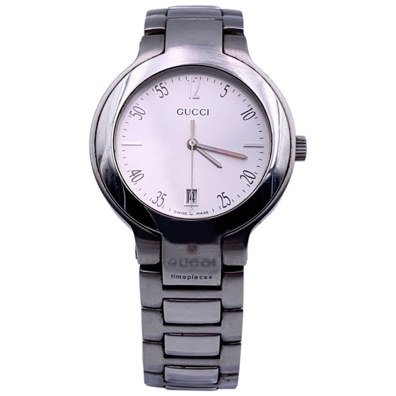 Gucci Stainless Steel Mod 8900 M Unisex Wrist Watch White Dial For Sale ...