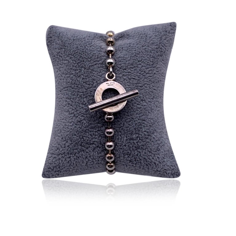 Gucci Sterling Silver 925 Unisex Boule Chain Toggle Bracelet For Sale at 1stDibs