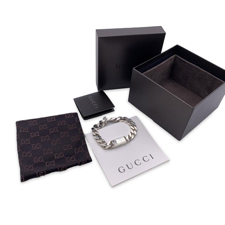 Gucci Sterling Silver Gourmette Chain Unisex Bracelet For Sale at 1stDibs
