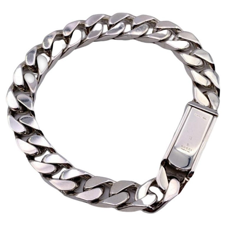 Gucci Sterling Silver Gourmette Chain Unisex Bracelet For Sale at 1stDibs