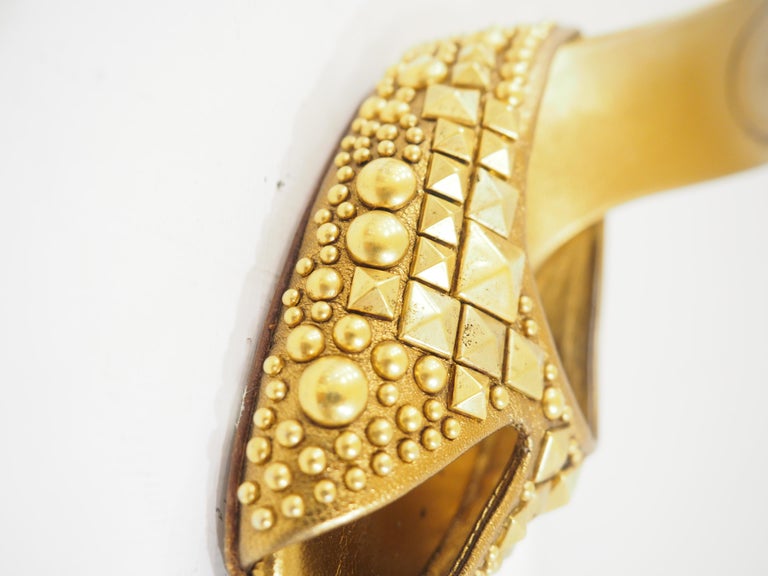 Gucci Studs Gold Sandals at 1stDibs | gucci gold sandals