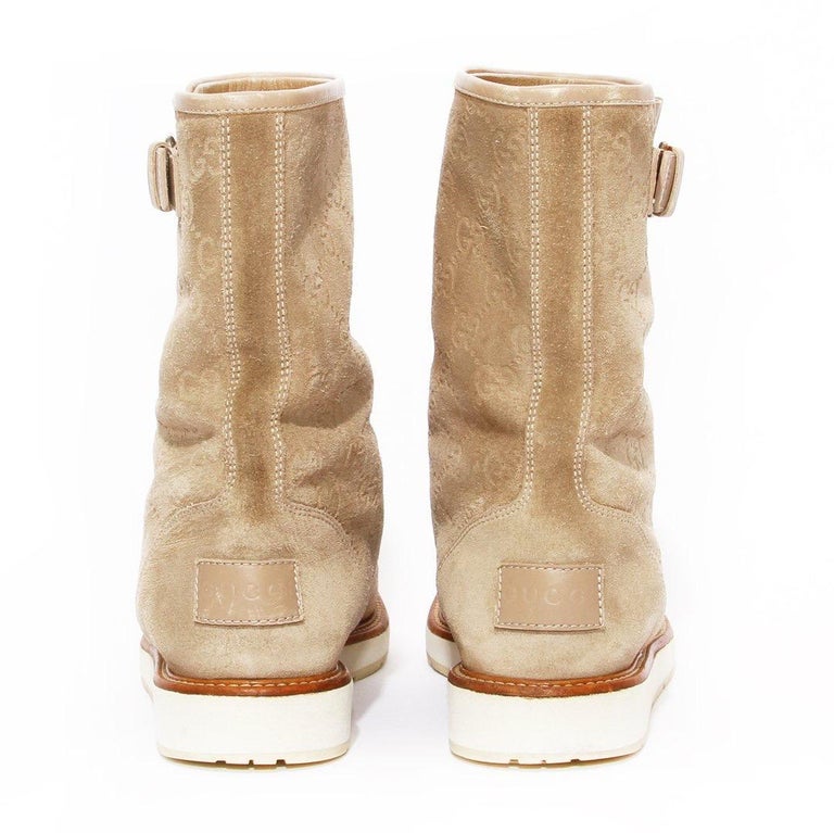 Gucci Suede “GG” Monogram Boot For Sale at 1stDibs