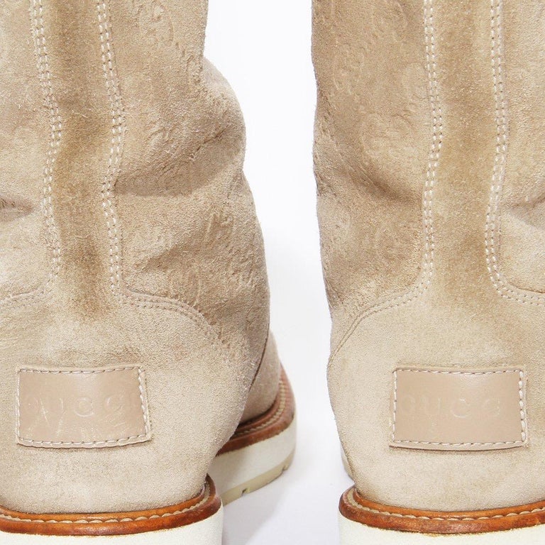Gucci Suede “GG” Monogram Boot For Sale at 1stDibs