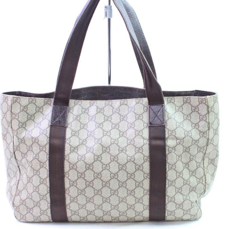 Gucci Supreme Monogram 866436 Brown Coated Canvas Tote For Sale at 1stDibs