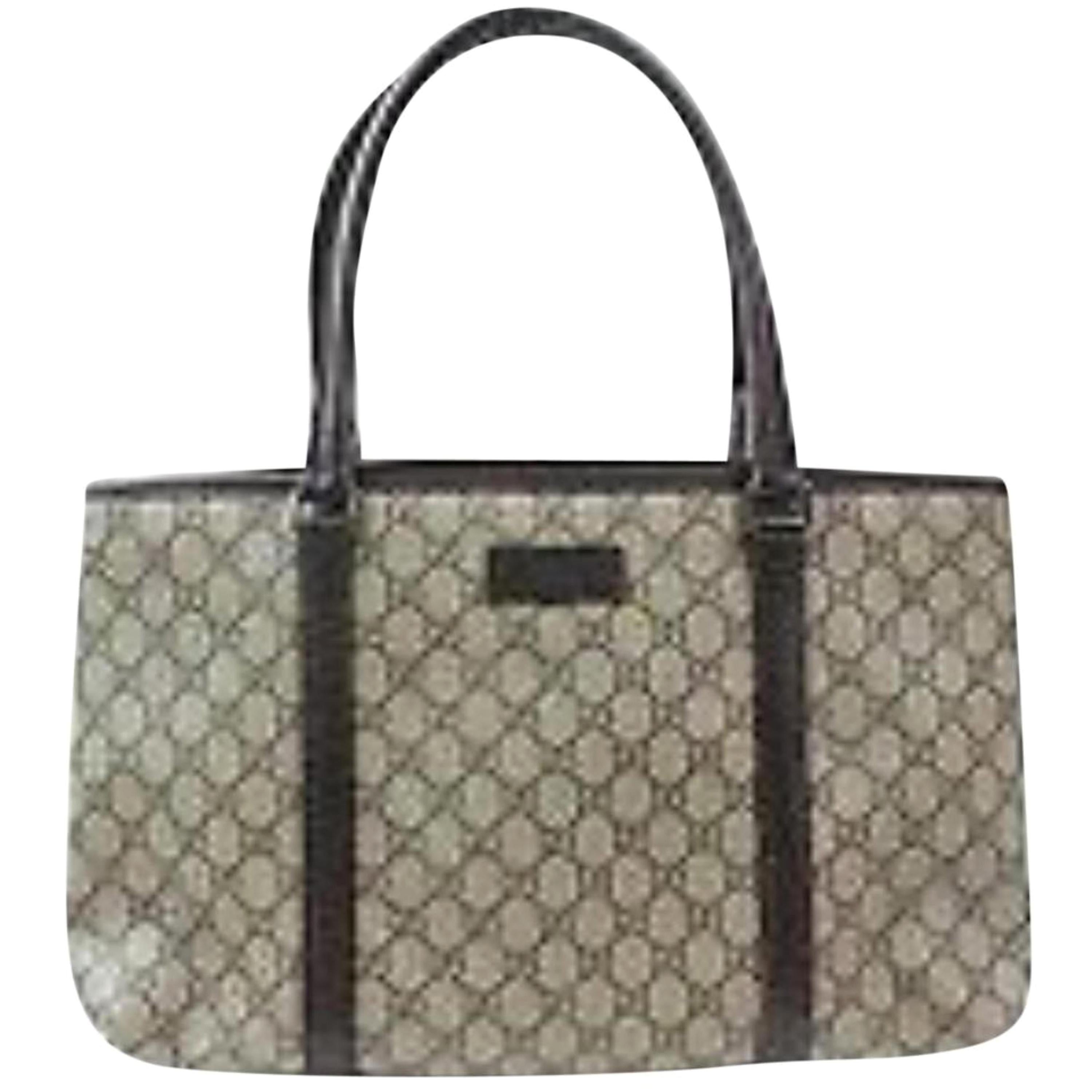 Gucci Supreme Monogram Gg Shopper 870025 Brown Coated Canvas Tote For ...