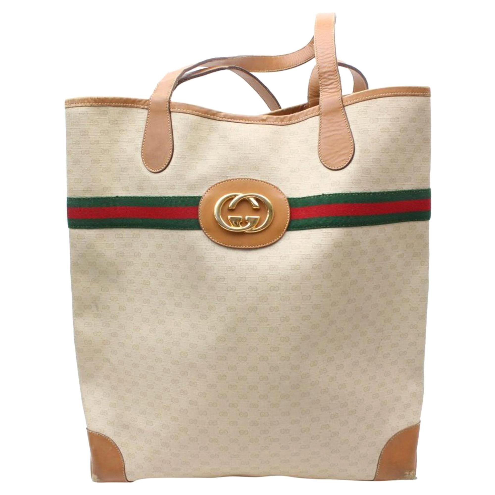Gucci Supreme Monogram Sherry Large Web Shopper 869788 Beige Coated ...