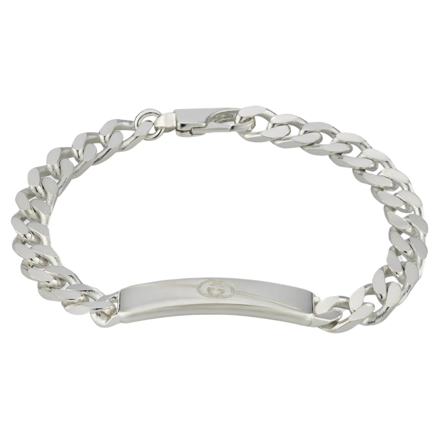 Gucci Tag Silver Chunky Bracelet YBA774054001 For Sale at 1stDibs