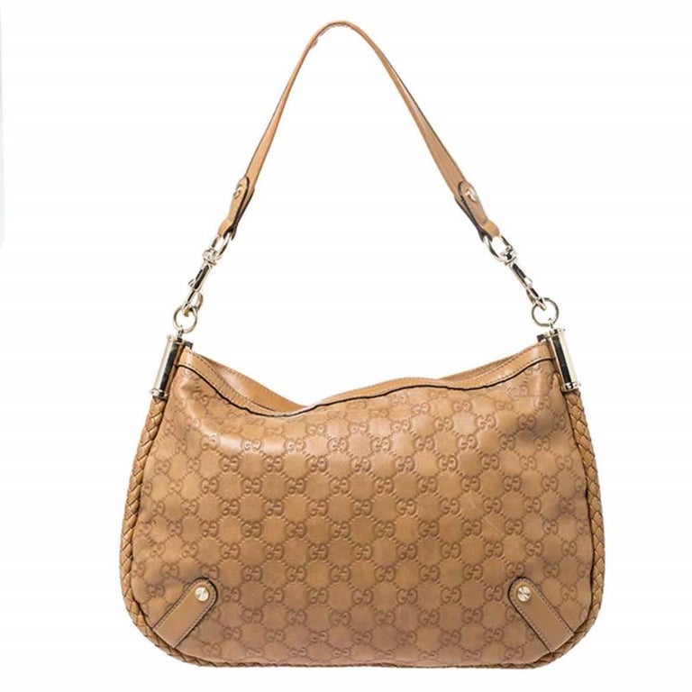 Gucci Tan Guccissima Leather Medium Britt Shoulder Bag For Sale at 1stDibs