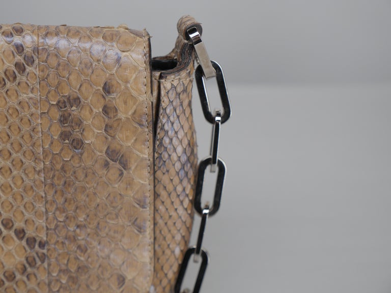 Gucci Tan Small Python Flap Shoulder Bag with Chain Link Strap at 1stDibs