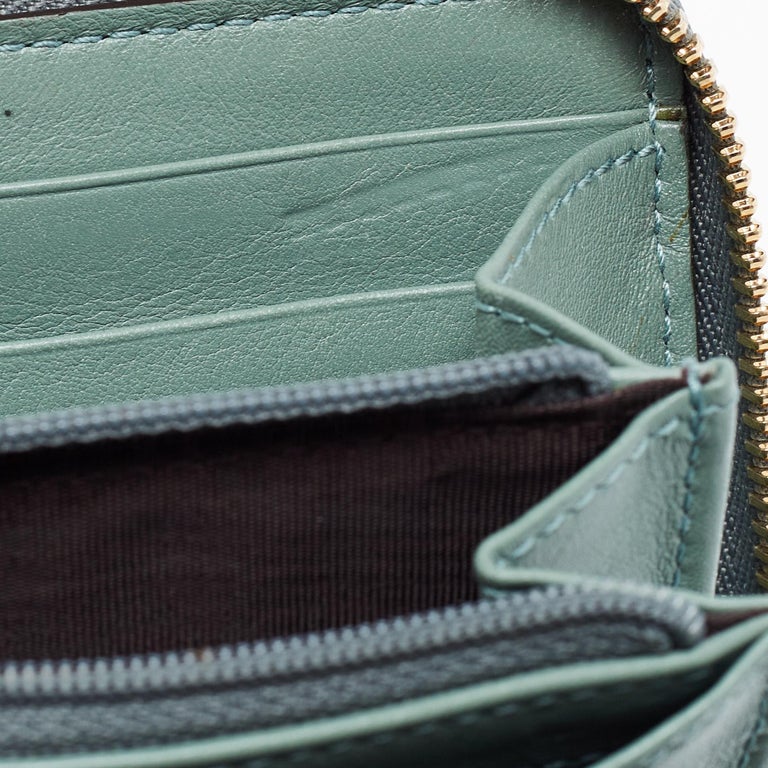 Gucci Teal Green Microguccissima Patent Leather Zip Around Wallet For ...