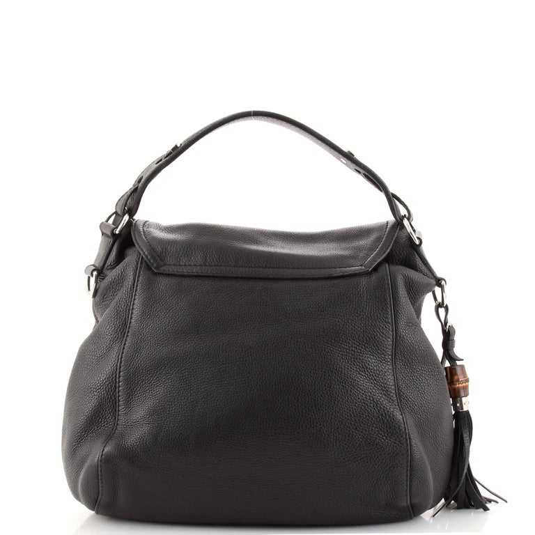 Gucci Techno Horsebit Flap Hobo Leather Medium For Sale at 1stDibs