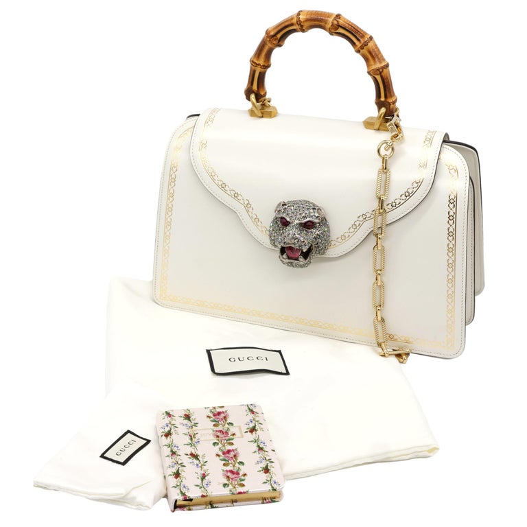 Gucci Thiara White Leather Bamboo Medium Top Handle Shoulder Bag, 2018 ...